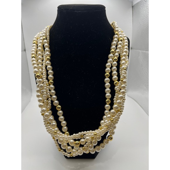 The Unbranded Brand | Jewelry | Chunky Multi Strand Faux Pearl Gold ...